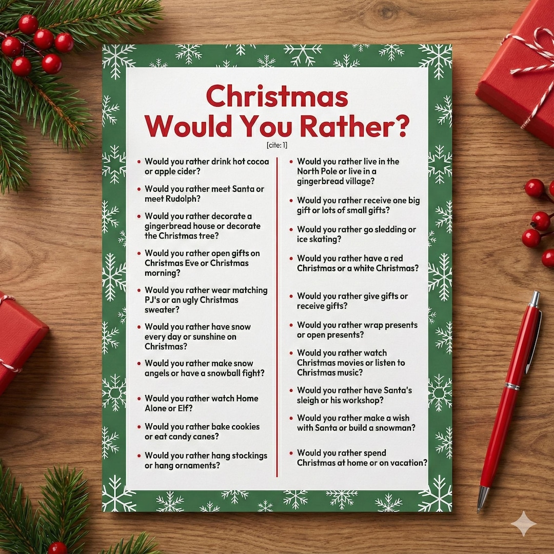 Christmas Would You Rather Game | Holiday Party Game | Christmas ...