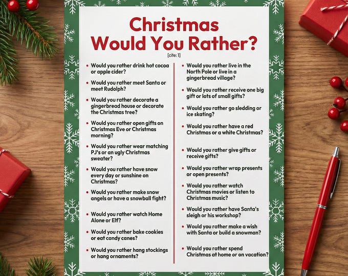 Christmas Would You Rather Game | Holiday Party Game | Christmas ...