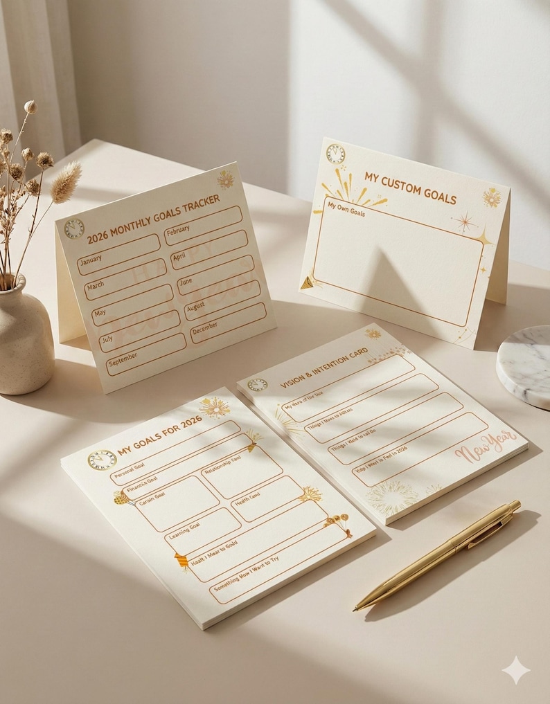 2026 New Year Resolution Cards Printable | Minimalist Goal Setting ...