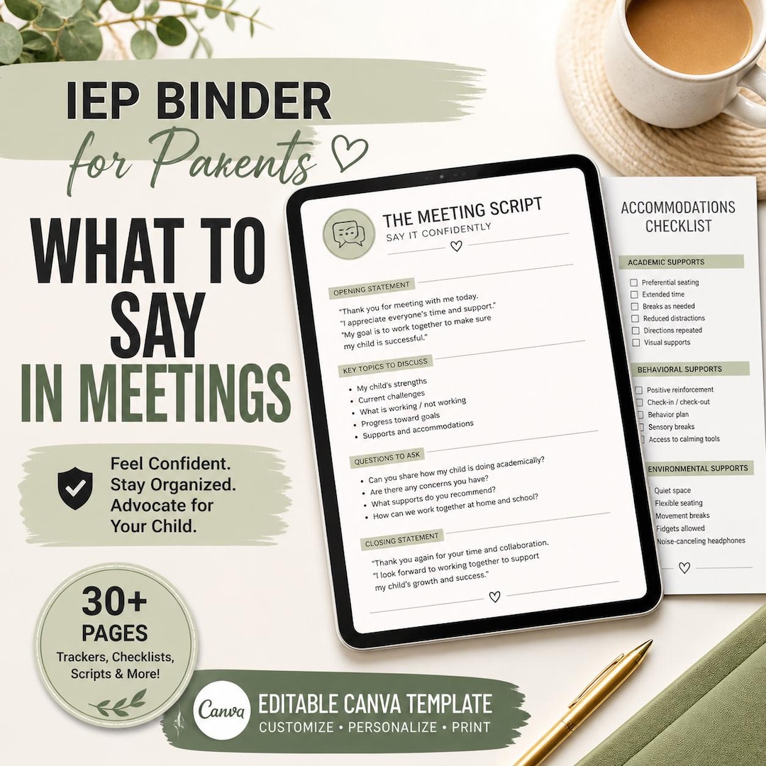 IEP Binder Canva Template for Parents, Special Education Organizer ...