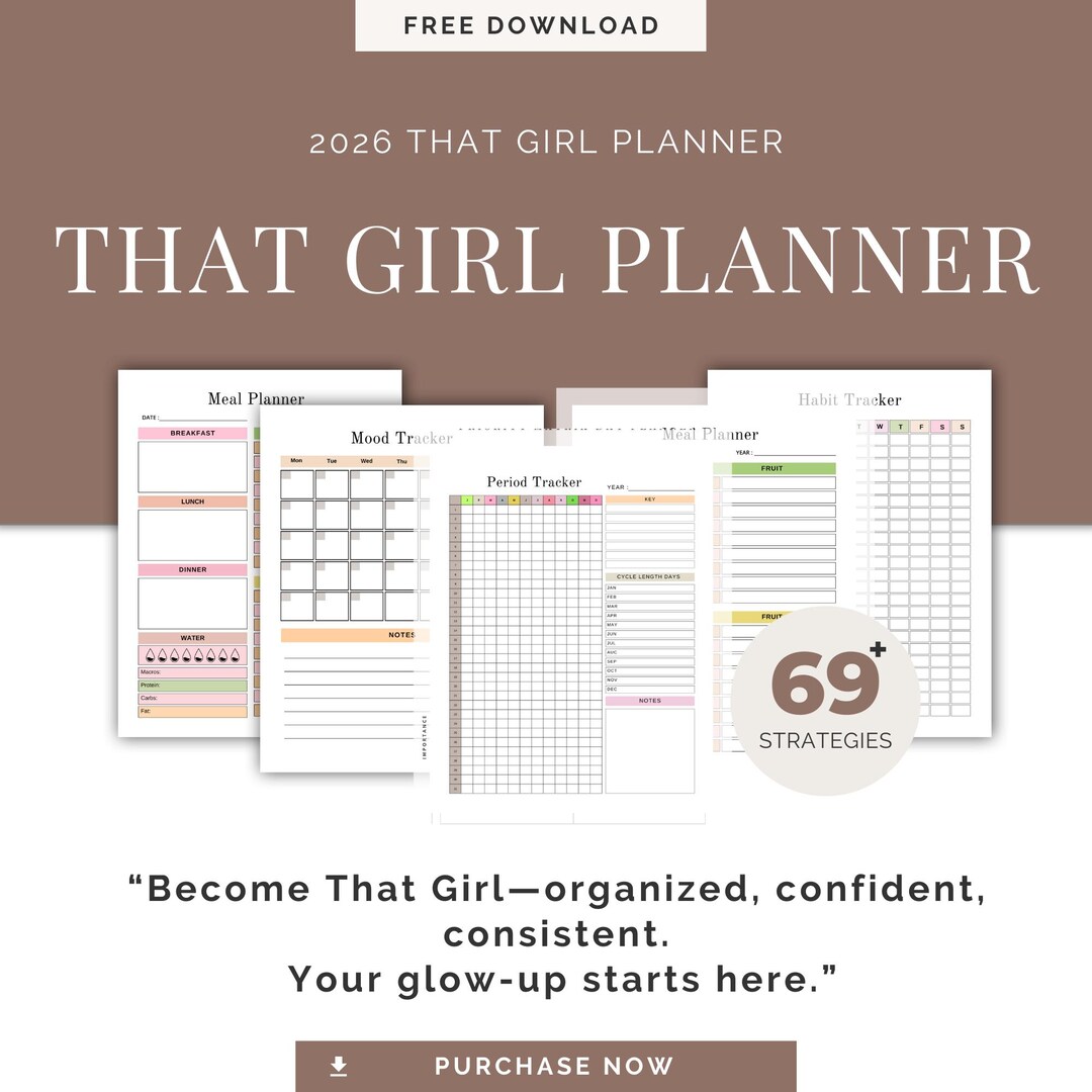 That Girl Planner | Glow-up Routine, Daily Habits & Wellness Tracker ...