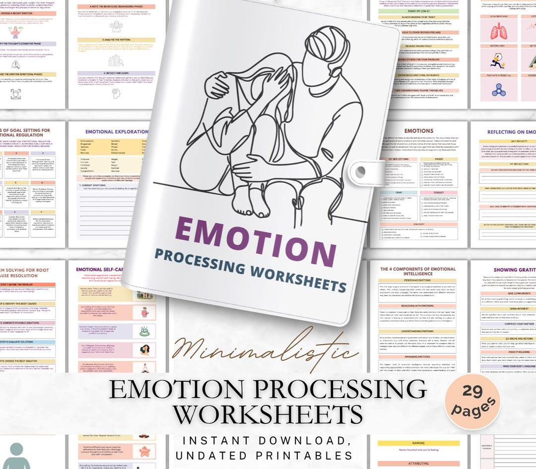Emotion Processing Worksheets | Emotional Awareness & Healing Workbook ...