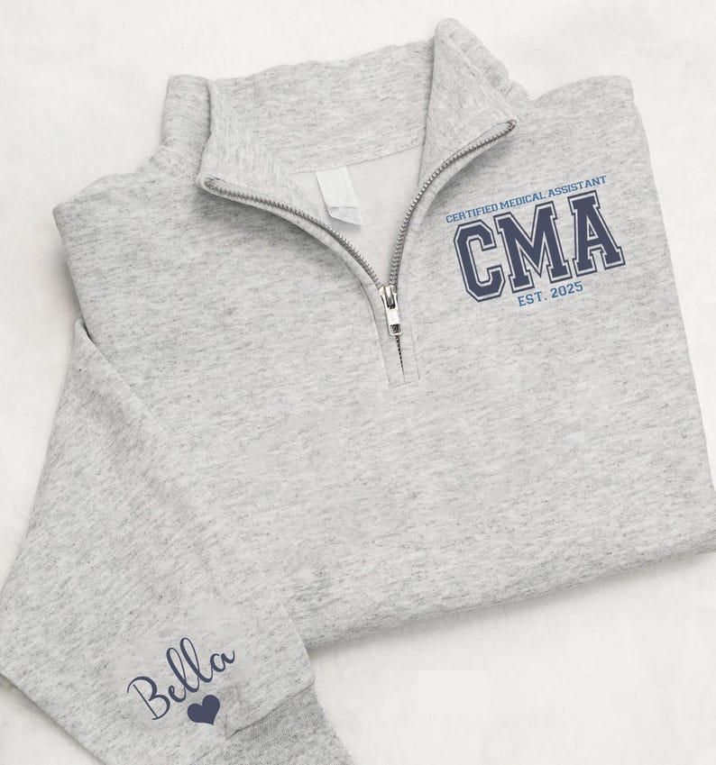 Custom CMA Zip Sweatshirt, Custom Certified Medical Assistant Gift ...