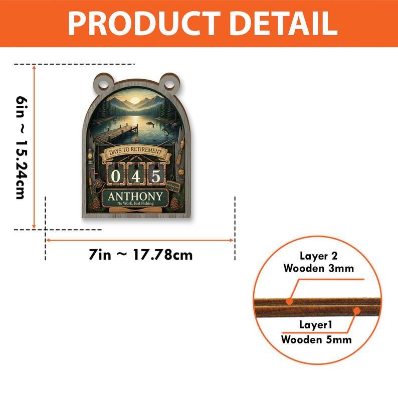 Personalized Retirement Countdown Sign Custom Fishing Retirement Gift ...