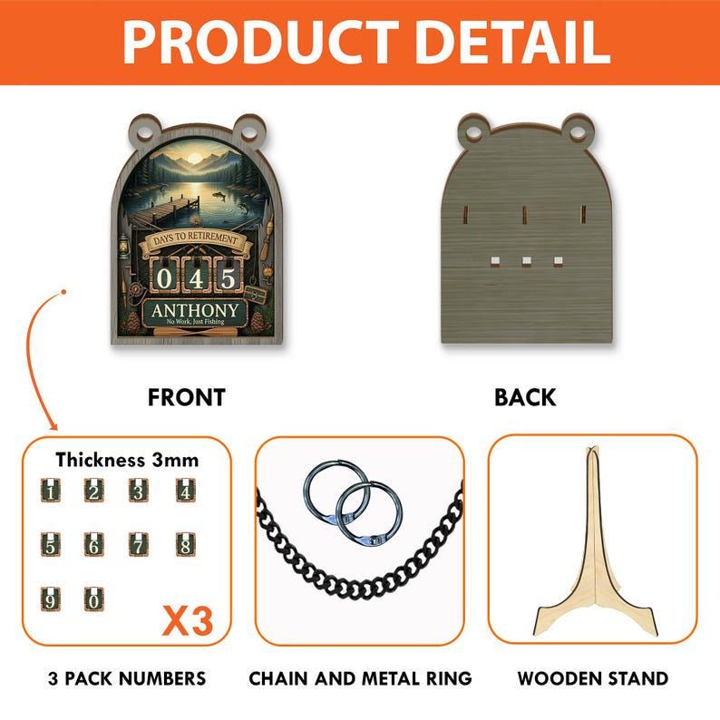 Personalized Retirement Countdown Sign Custom Fishing Retirement Gift ...