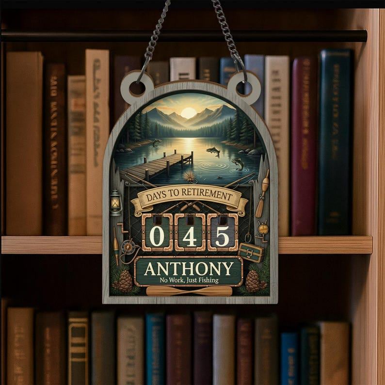 Personalized Retirement Countdown Sign Custom Fishing Retirement Gift ...