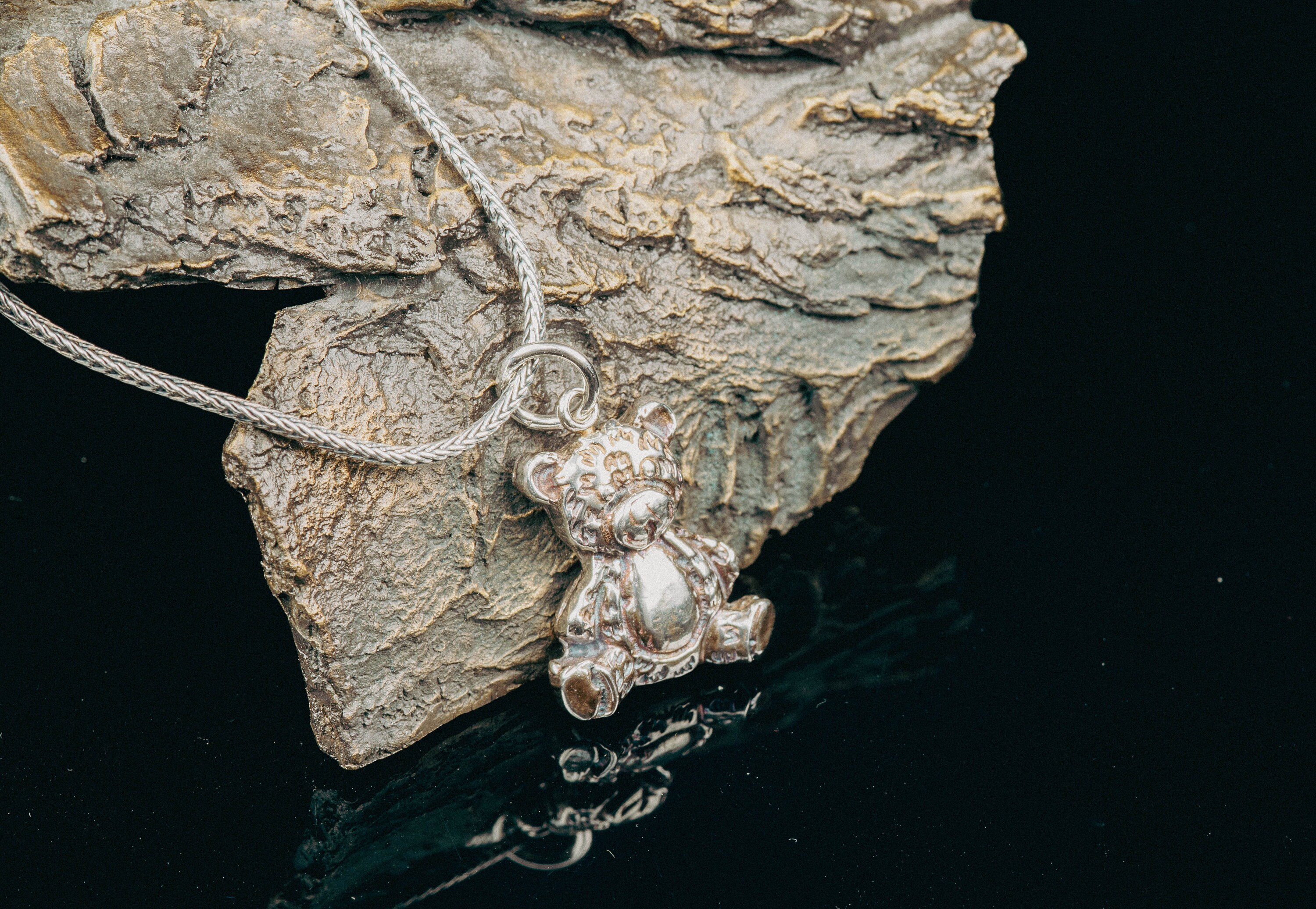 Sterling Silver Teddy Bear Pendant Necklace - Etsy