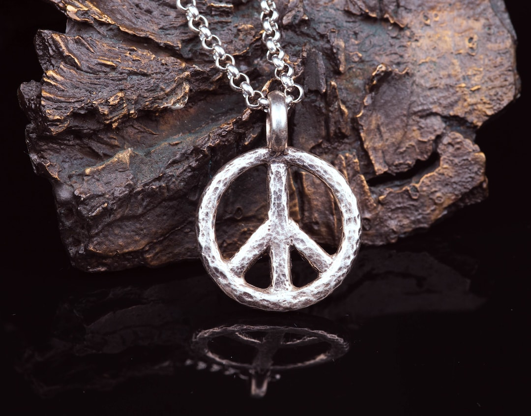 Peace Sign Sterling Silver Necklace - Etsy