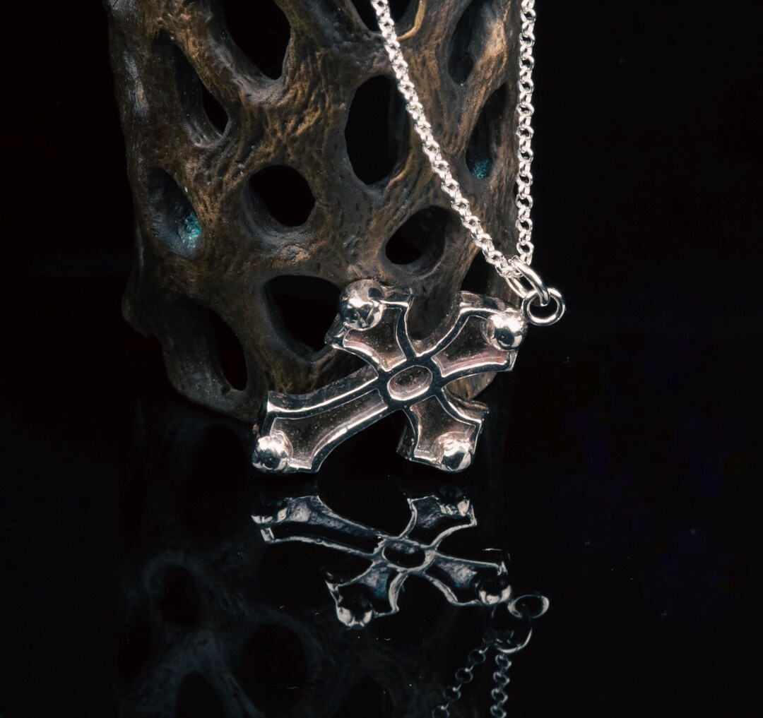 Sterling Silver Gothic Style Cross With 18/20 Inch Sterling Silver ...