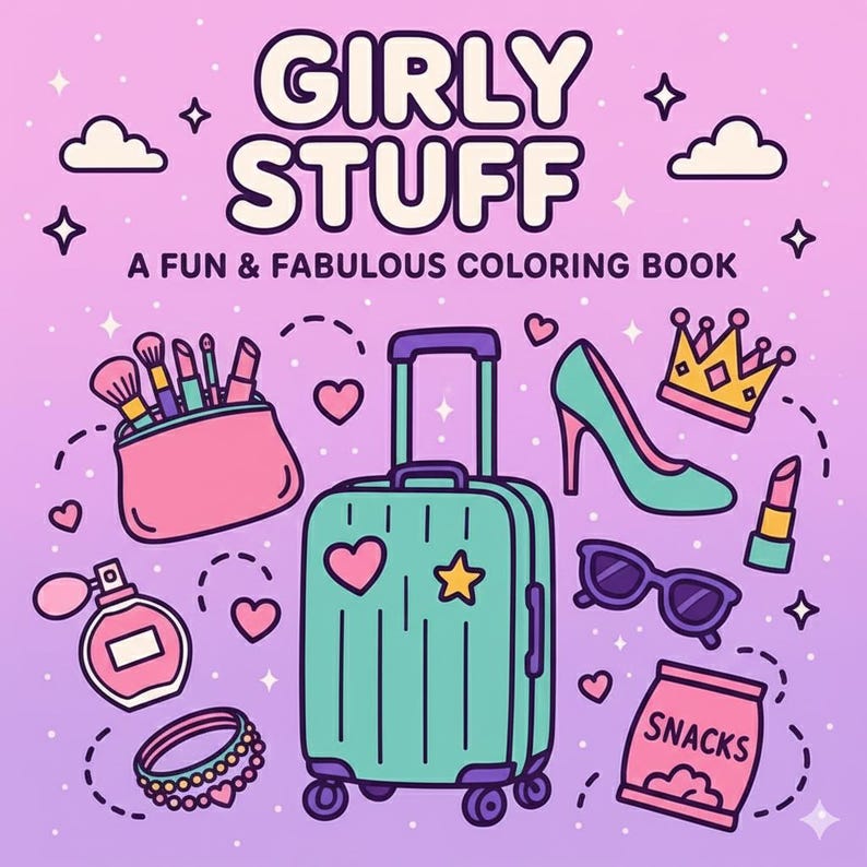 Girly Coloring Book: 150 for Kids Digital Coloring Book Bold and Easy ...
