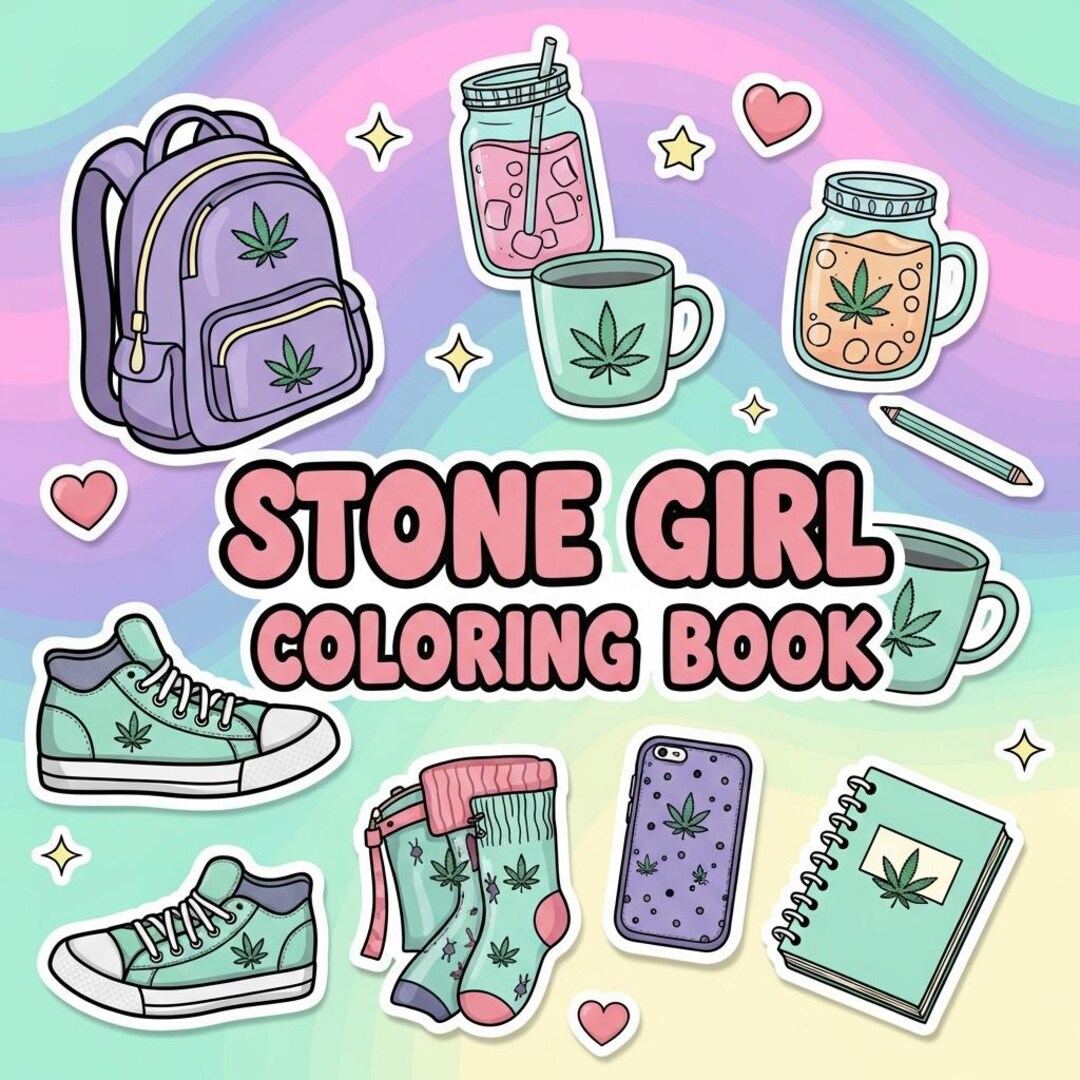 Stoner Girl Coloring Book : 100+ Cozy Hygge Kawaii Stoner Designs ...