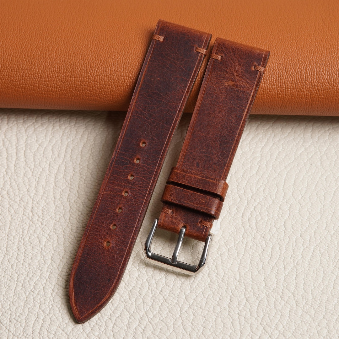 Handmade Vintage Leather Watch Strap, Customizable Sizes - Etsy