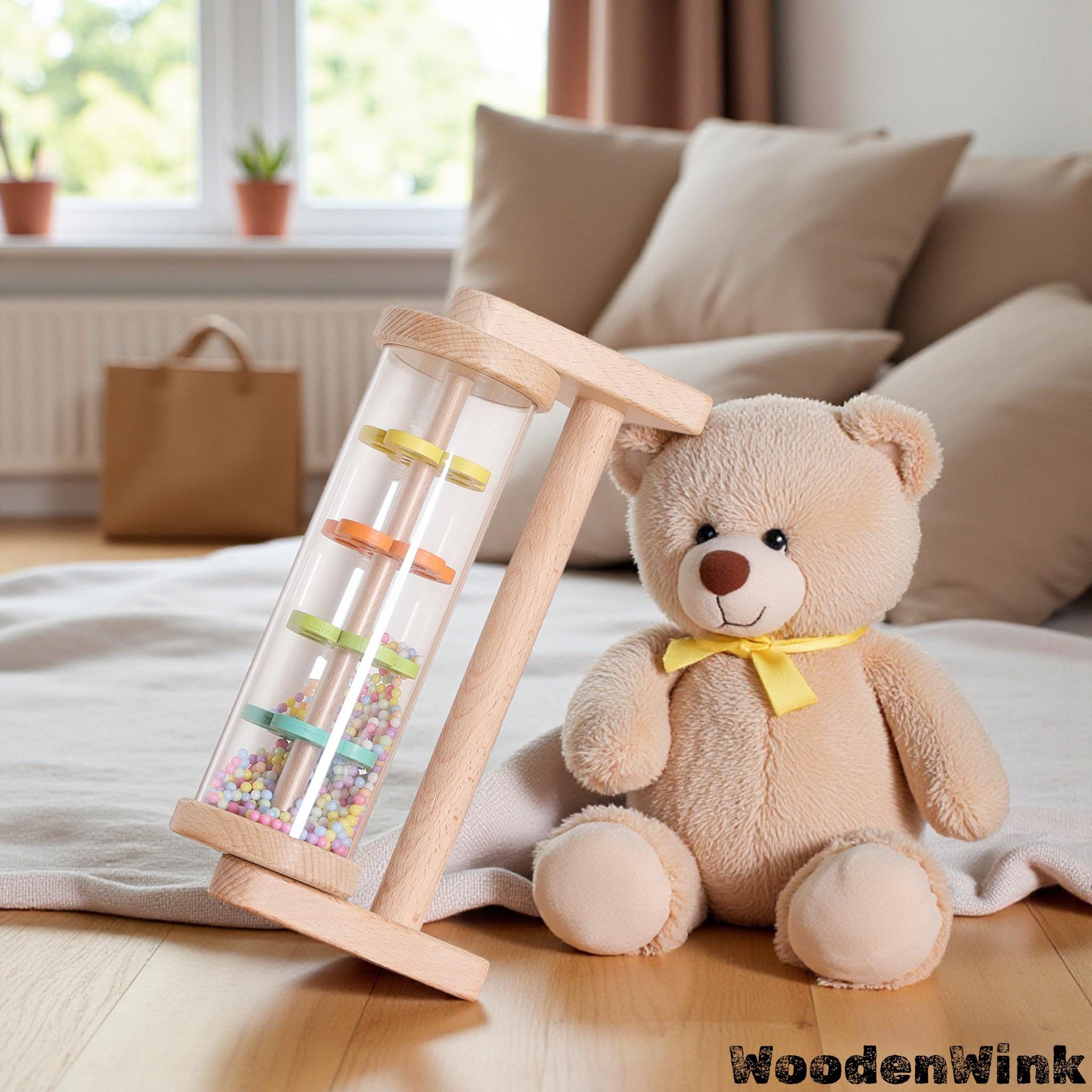Montessori Wooden Rain Sound Tube - Baby Wooden Rattle | Sensory ...