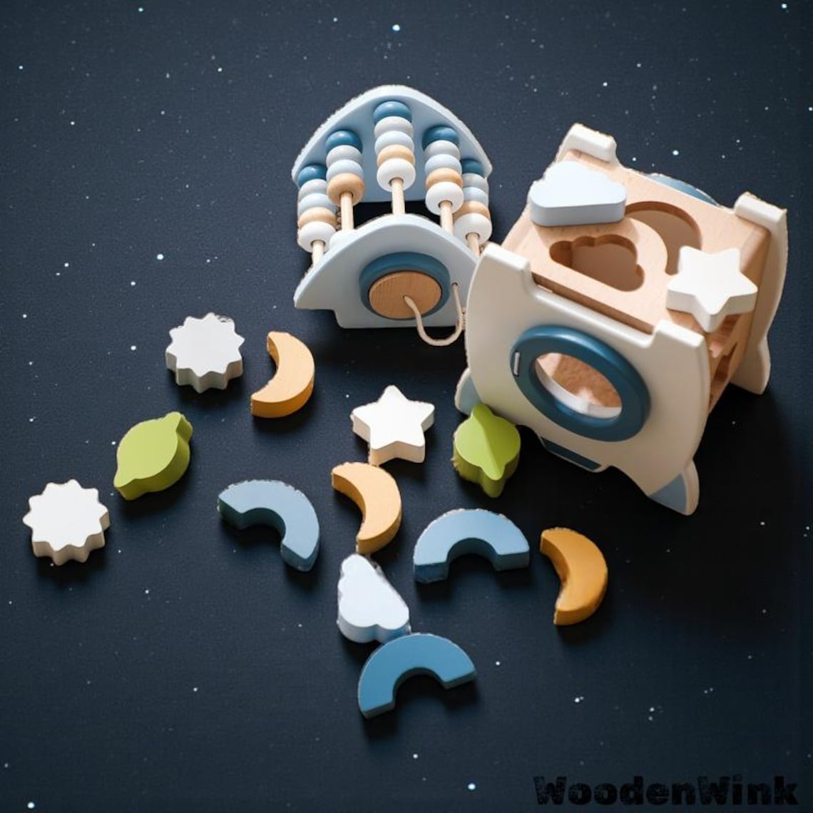 Crafted Wooden Rocket Montessori I Space Toy for Babies | Educational ...