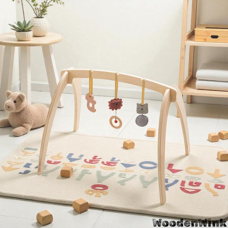 Handmade Wooden Baby Play Gym Frame With Pendants - Montessori Toys ...