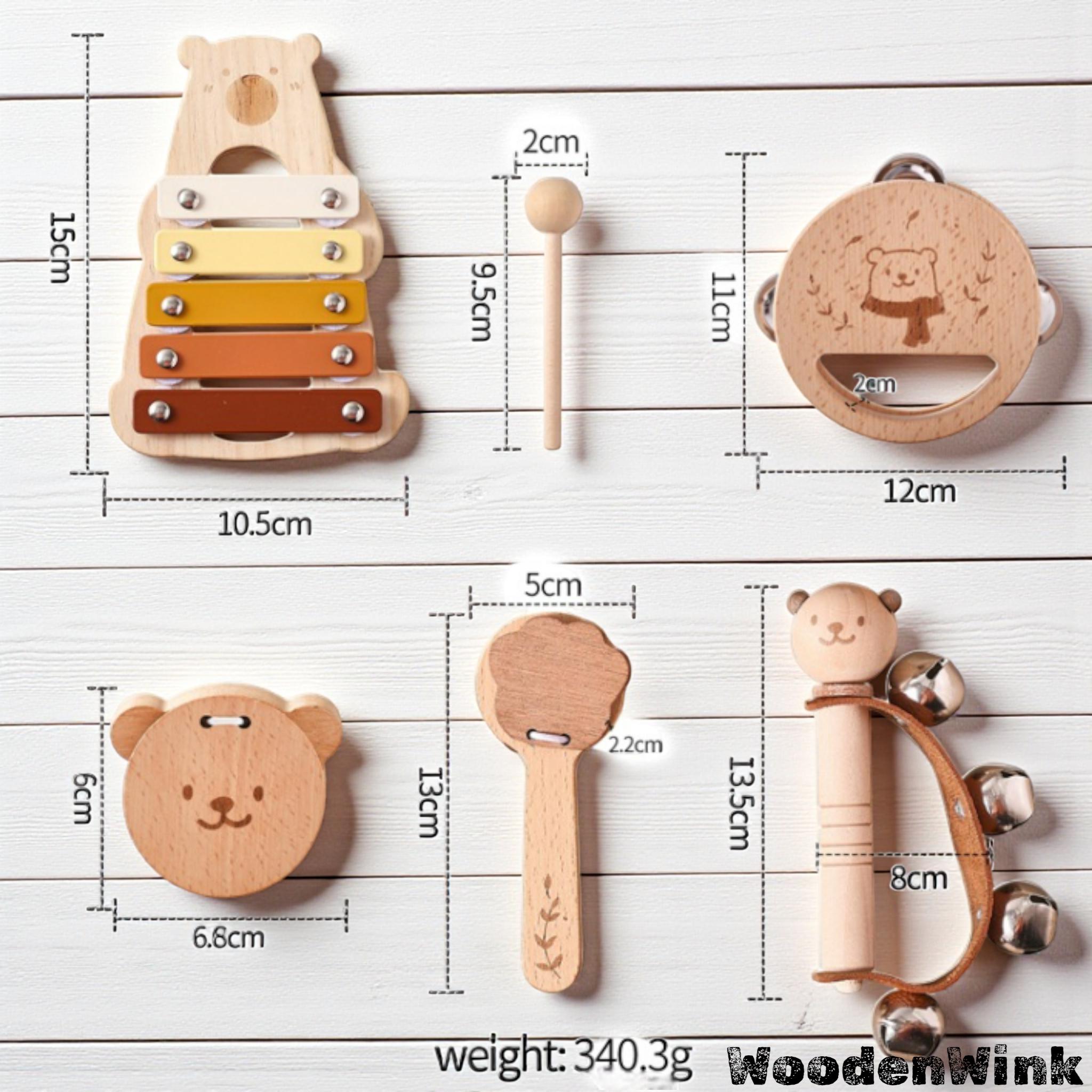 Crafted Wooden Bear Musical Instrument Set, Montessori Baby Toys - Etsy