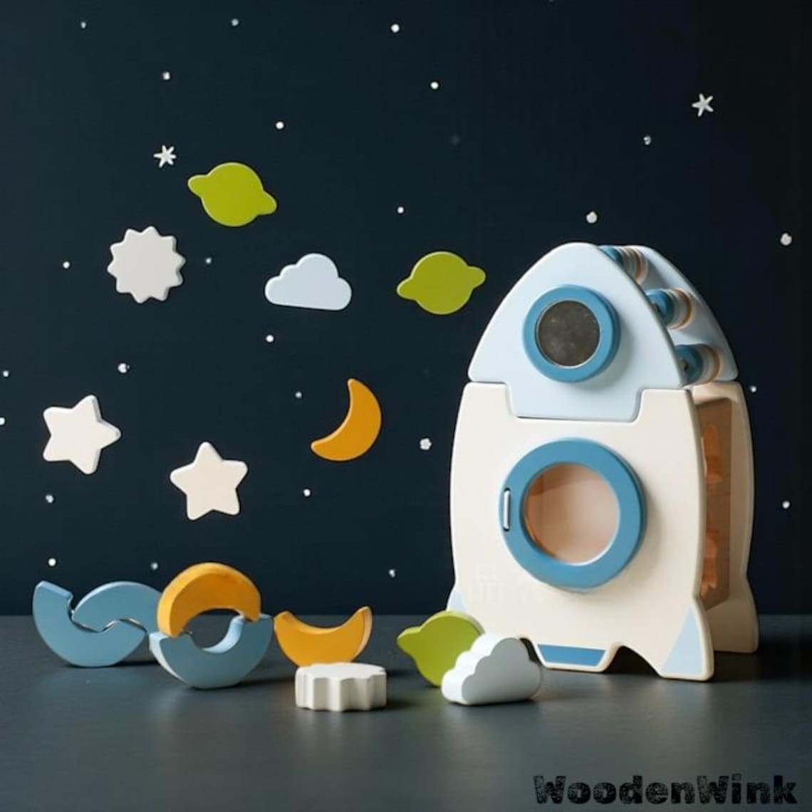 Crafted Wooden Rocket Montessori I Space Toy for Babies | Educational ...