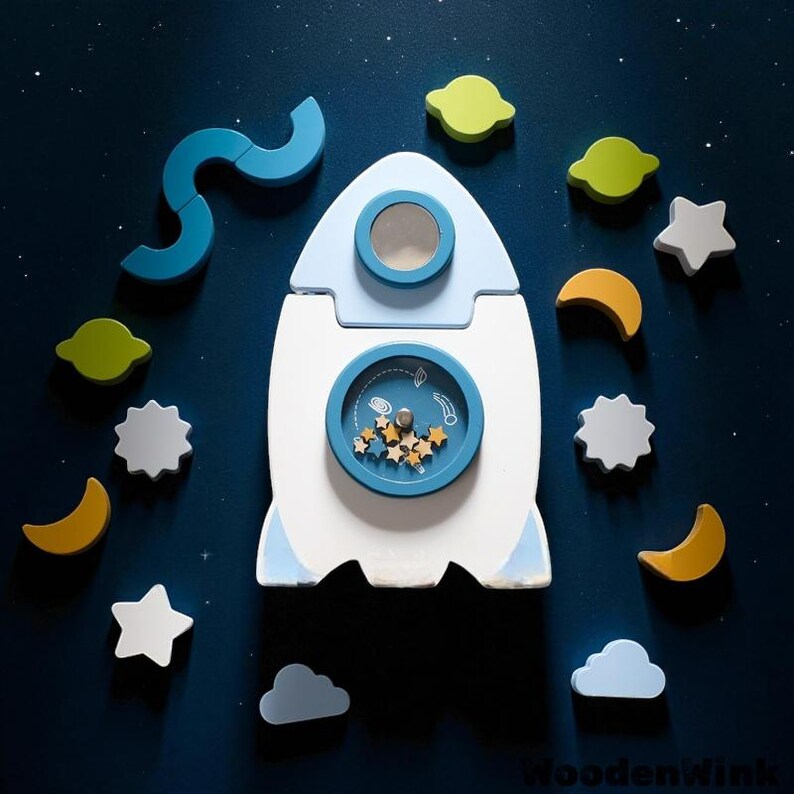 Crafted Wooden Rocket Montessori I Space Toy for Babies | Educational ...