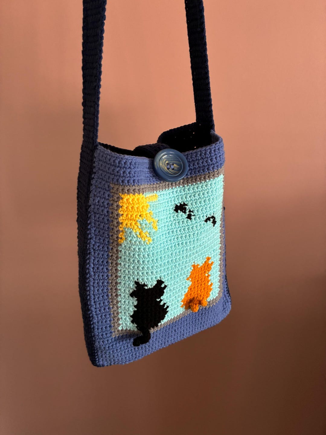 Cat Crochet Bag Pattern - Intarsia Tapestry Tote - Curious Cats Motif ...