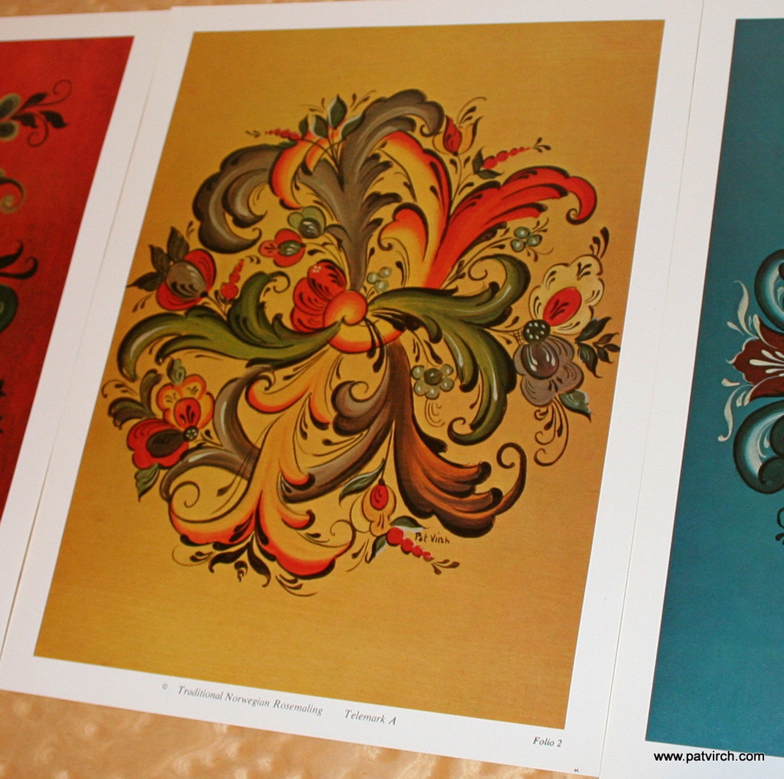 Folio of 8 Full-colored Rosemaling Designs BY Pat Virch folio - Etsy