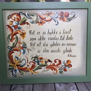 Alfhild Tangen Framed Hand Painted Panel -- Norwegian Rosemaling - Etsy