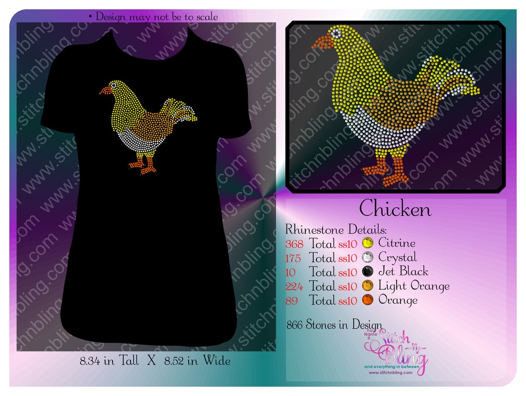 Chicken Rhinestone Download/farm Animal Design, Bird Design, Hen ...
