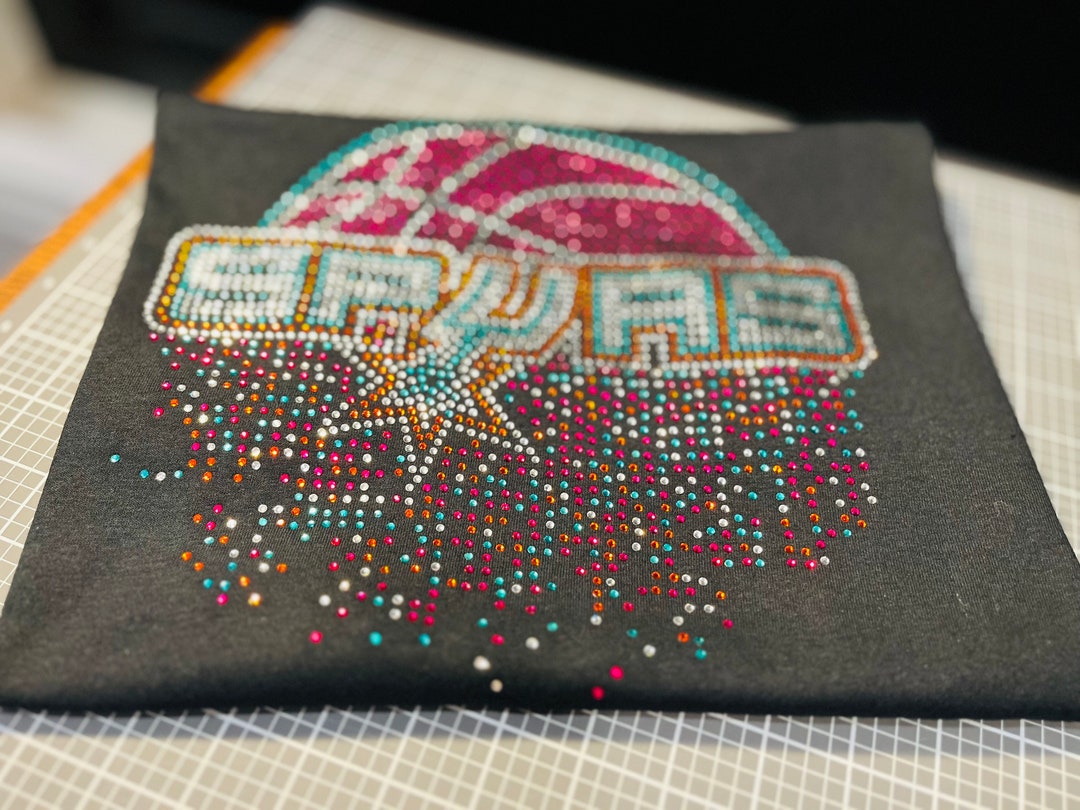 Spurs Traditional Colors Bling Tee / Basketball Bling Tee / San Antonio ...