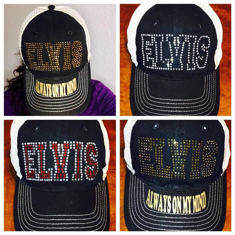 Rhinestone Elvis Cap/trucker Mesh/low Profile/always on My - Etsy