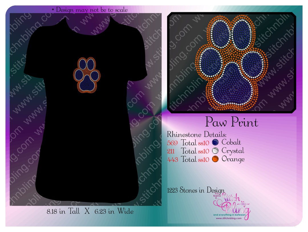 Paw Print Mascot Rhinestone Download/school Mascot Paw Design - Etsy