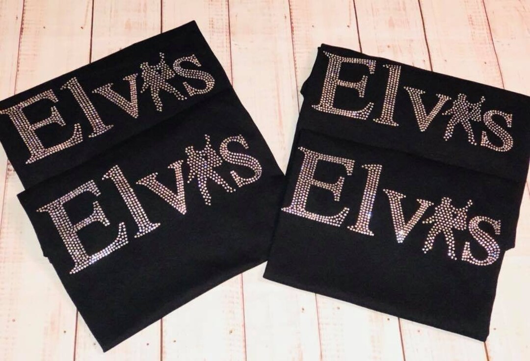 Elvis Presley Name Rhinestone Tee Elvis Bling/elvis Design - Etsy