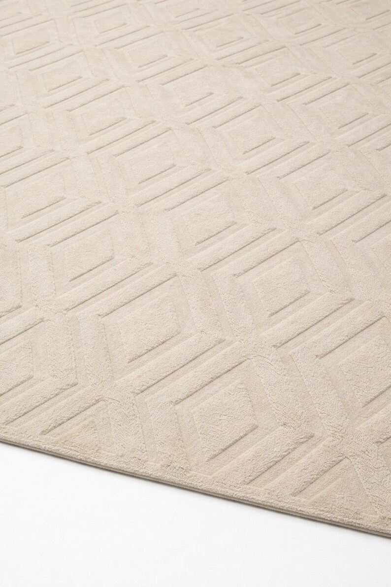 Hand Tufted Abstract Beige Area Rug, Modern Neutral Carpet for Living ...