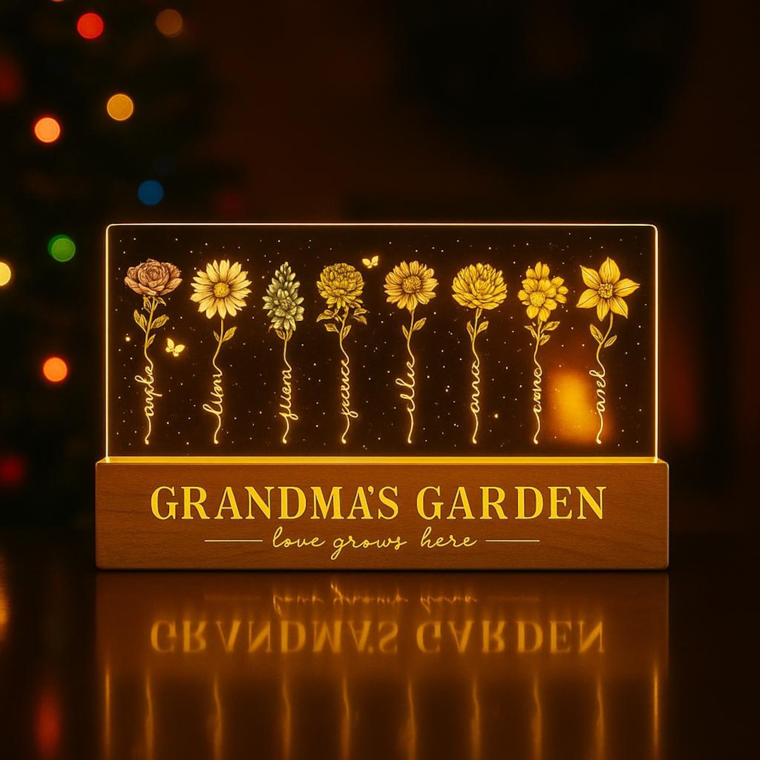 Custom Grandma Garden Light – Personalized Flower Acrylic Lamp With ...