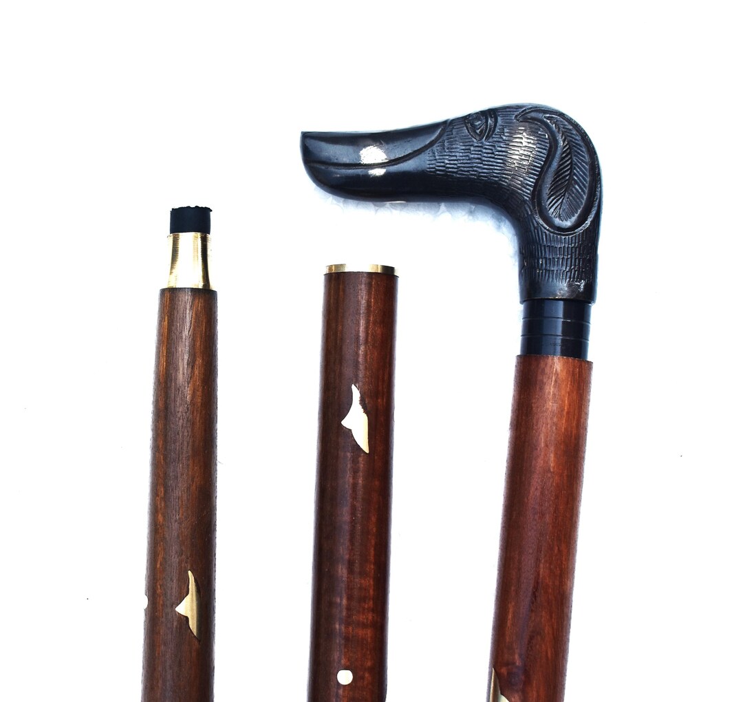 Vintage Style Wooden Walking Stick 37” | Handmade Solid Wood Cane ...