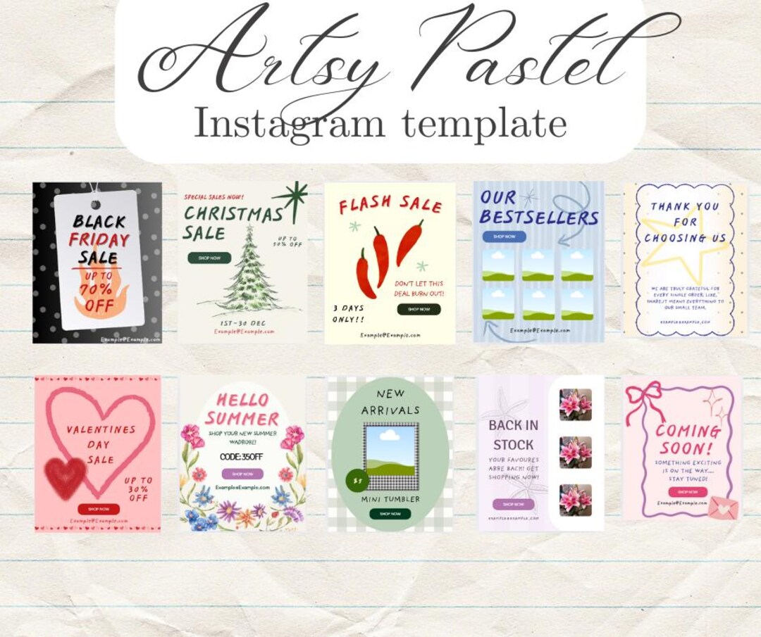 Artsy Pastel Editable Instagram Template | Canva Social Media Kit ...