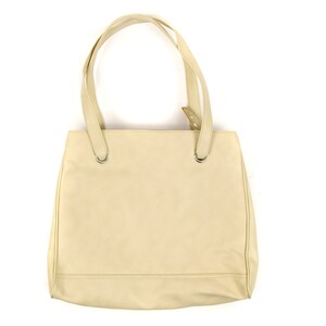 Vintage 80s 90s EURO PREP Minimalist Beige Faux Leather Double Handle ...