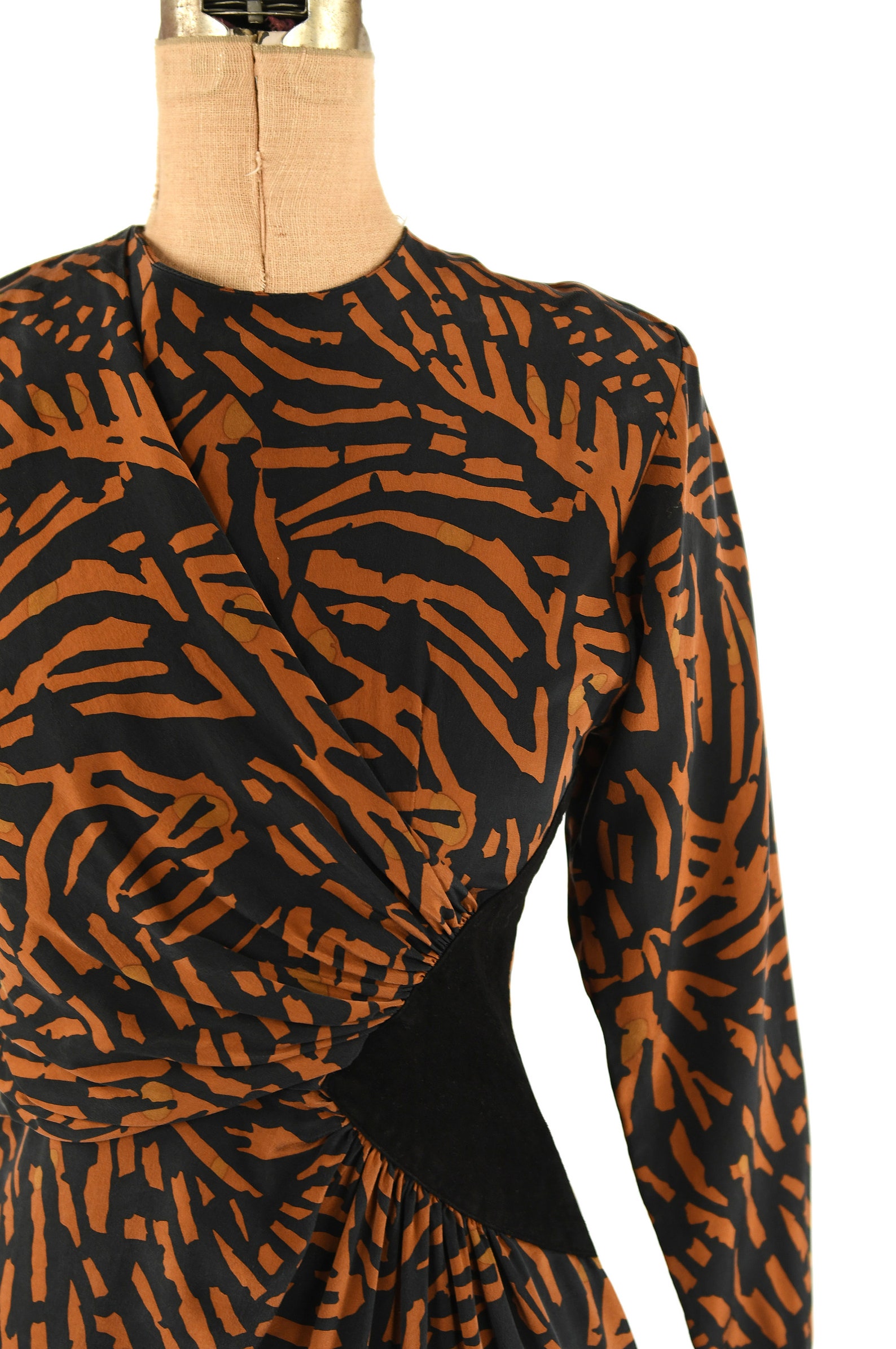 Vintage 80s St Gillian All Silk Brown Black Abstract Graphic | Etsy