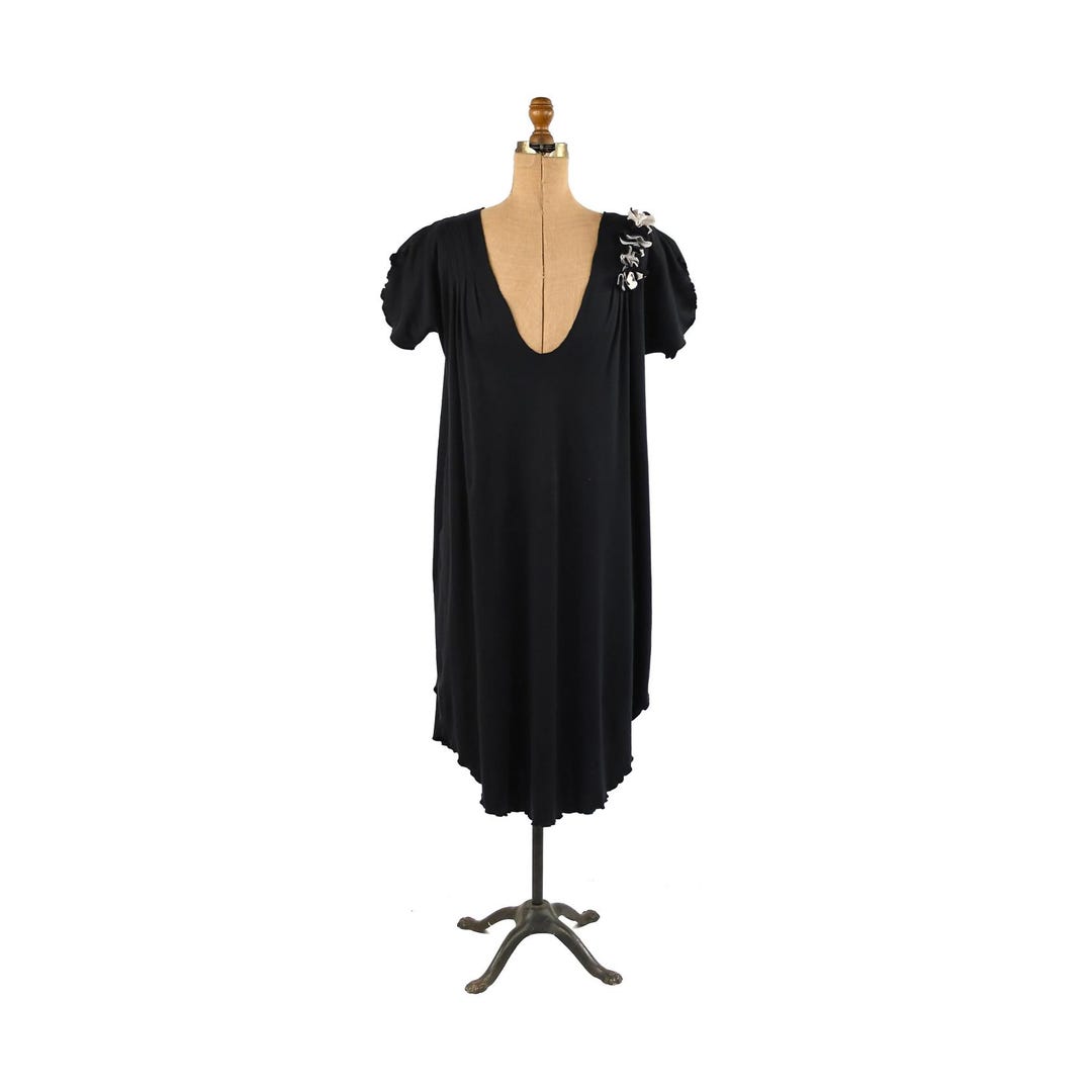 Vintage 80s Marrika Nakk Black Cotton Jersey Shift Dress (M/L) - Etsy