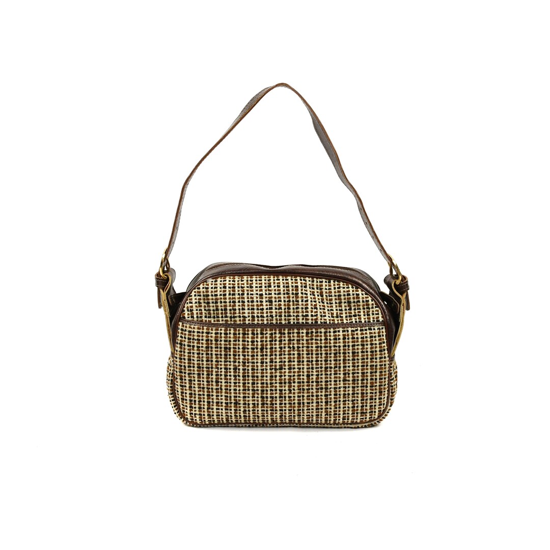 Vintage 70s Hartmann Cream + Brown Faux Leather Tweed Carry on Travel ...