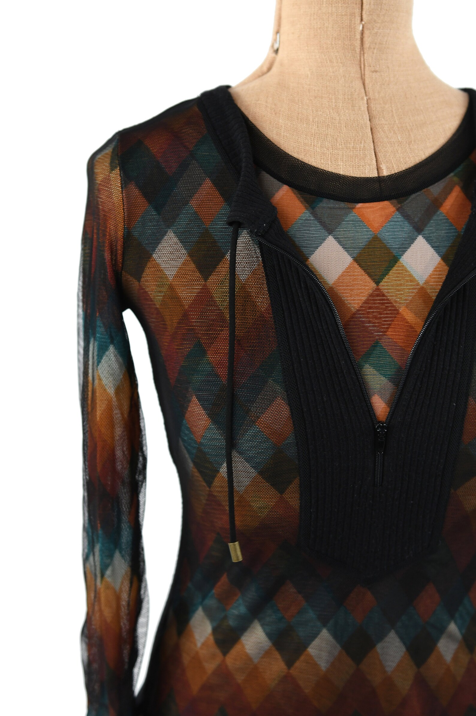 Vintage 90s Sheer Mesh Argyle Diamond Print Long Sleeve Henley - Etsy