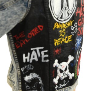 Vintage 80s Stonewash Cotton Denim Hand Painted Punk Anarchy Trucker ...