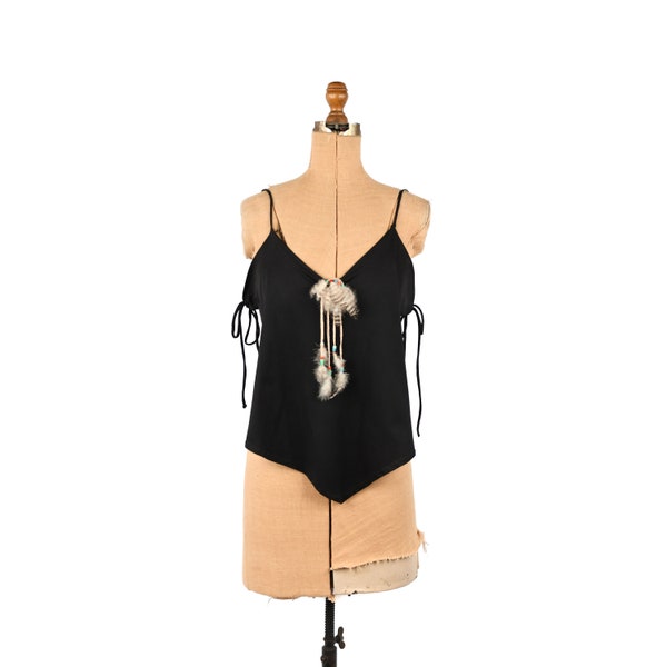 Black Feather Crop Top - Etsy