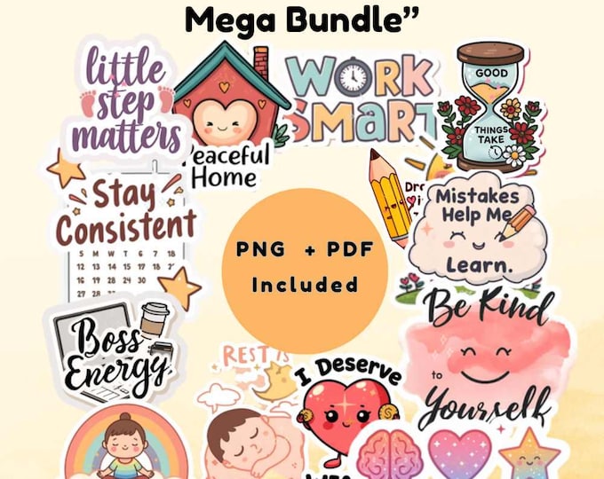 200+ Vision Board Stickers 2026 Mega Bundle" + Collage of Stickers - Etsy