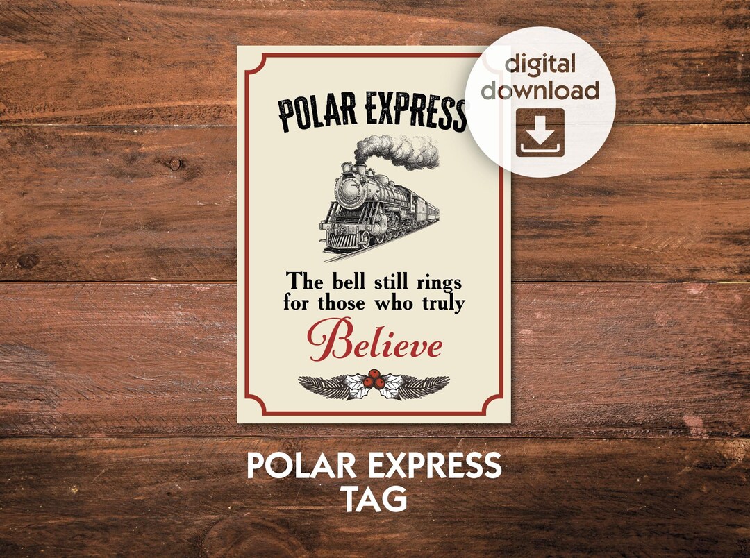 Polar Express Tag, Printable Christmas Gift Tag (digital Download ...