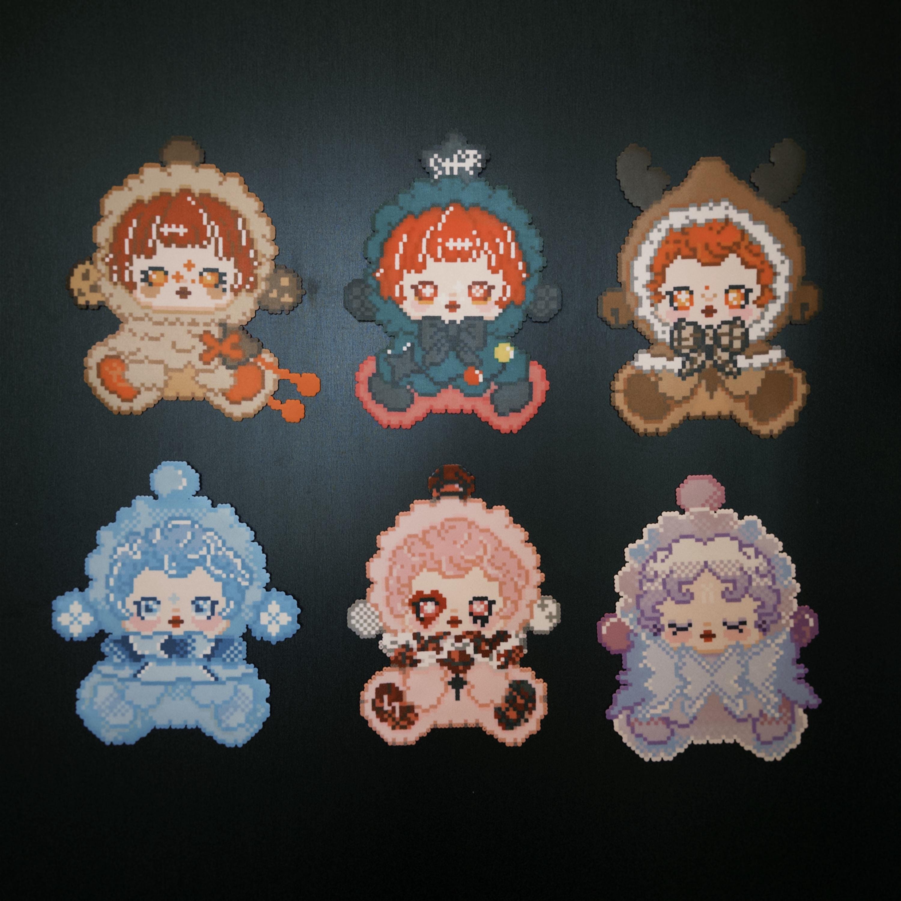 Cute Pixel Art Fridge Magnets, Kawaii Character Perler Bead Decor ...