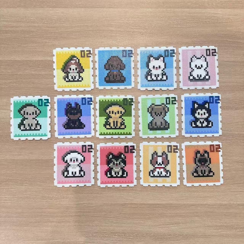 Handmade Pixel Art Dog Refrigerator Magnets, Custom Cute Puppy Perler ...