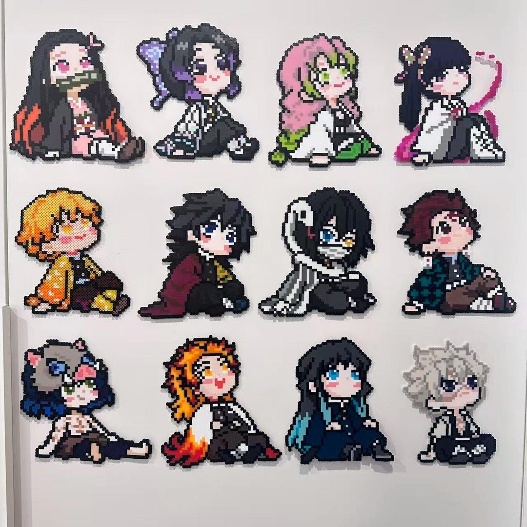 Handmade Pixel Art Anime Refrigerator Magnet, Popular Anime Characters ...