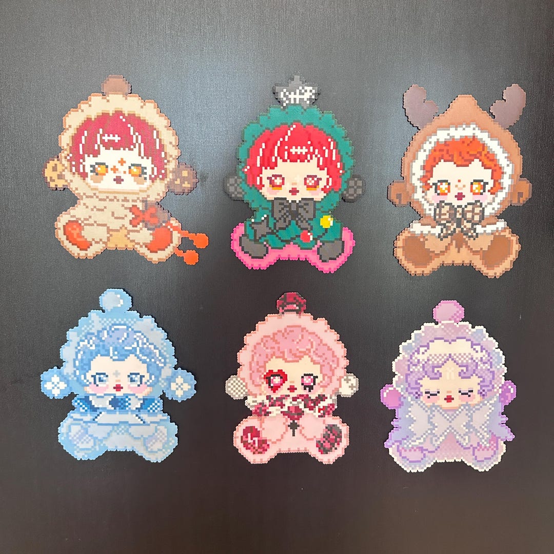 Cute Pixel Art Fridge Magnets, Kawaii Character Perler Bead Decor ...