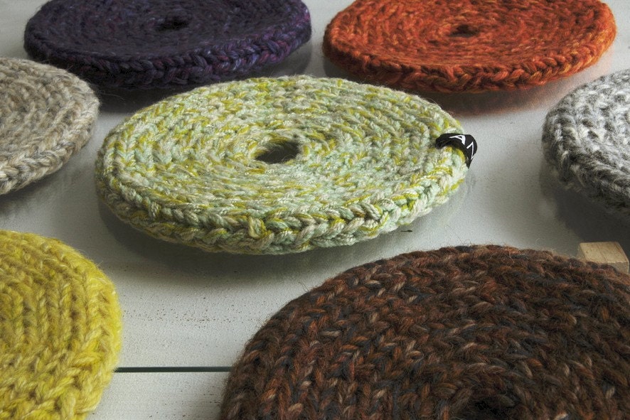 Knitted Trivet and Table Decoration, Light Green No68b - Etsy