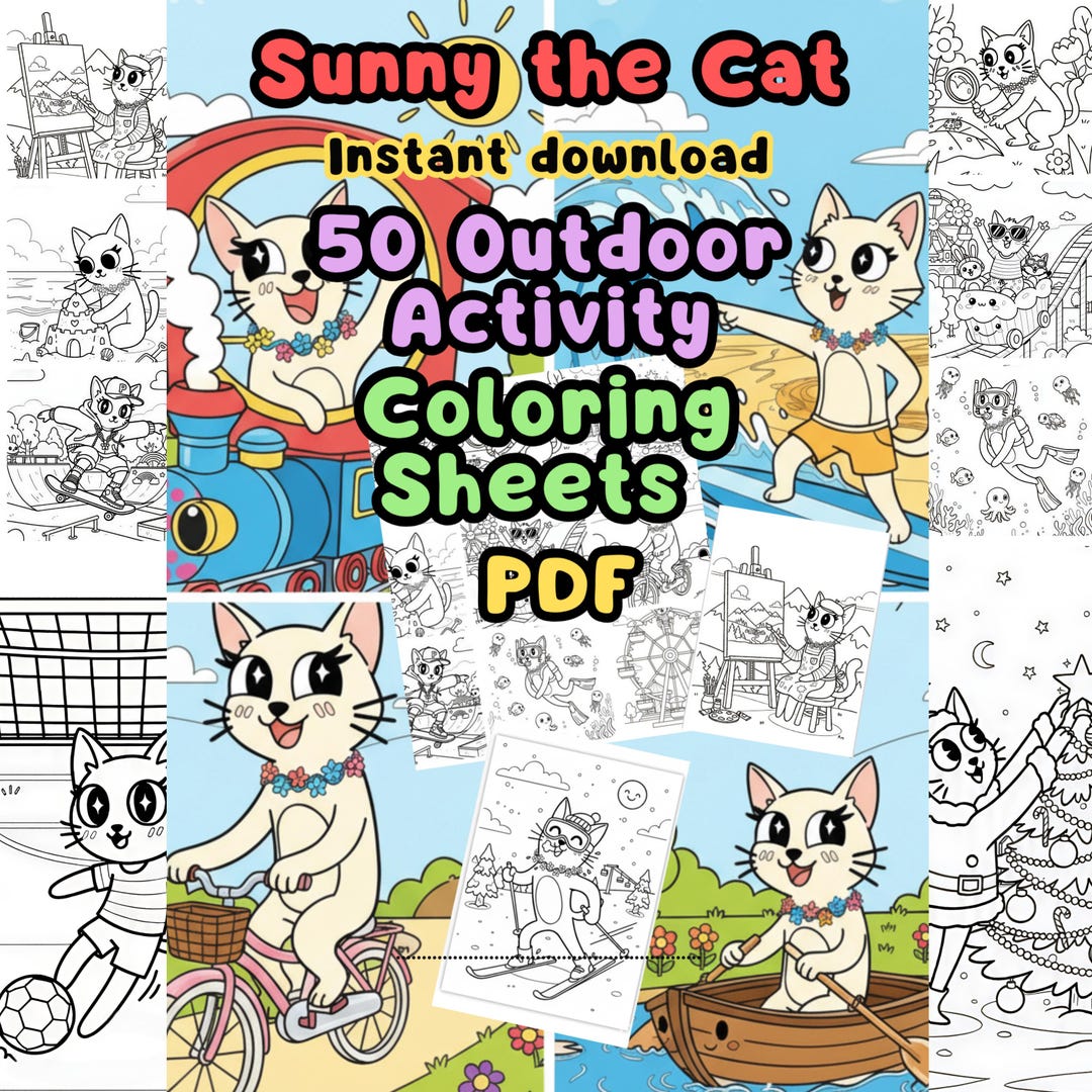 50 Outdoor Activity Coloring Sheets PDF, Instant Digital Download ...