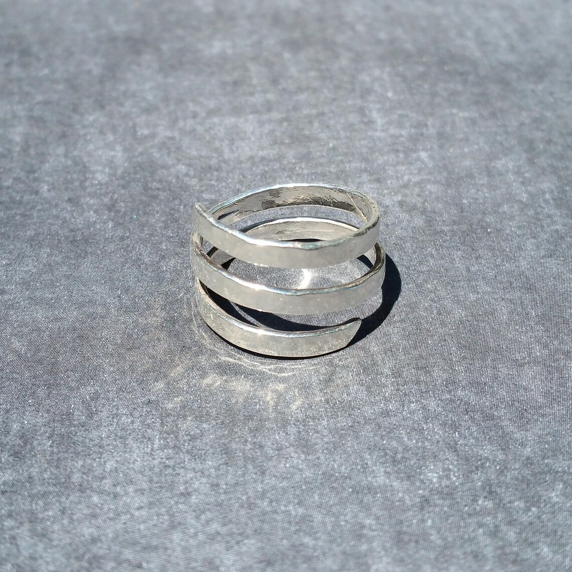 Triple Spiral Ring 925 Sterling Silver Hammered Wrap Around | Etsy
